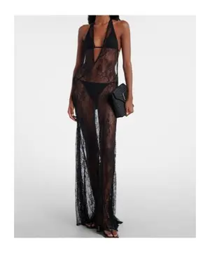 ADRIANA DEGREAS Sheer Lace Maxi Dress