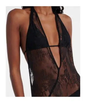 ADRIANA DEGREAS Sheer Lace Maxi Dress