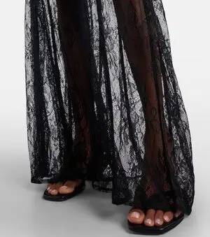 ADRIANA DEGREAS Sheer Lace Maxi Dress