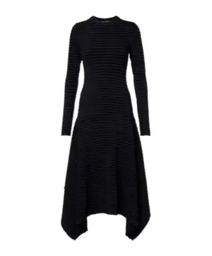 Proenza Schouler Striped Knitted Asymmetric Midi Dress - Black