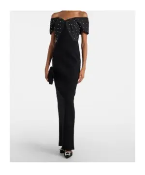 Rebecca Vallance Ederson Embellished Crepe Bustier Gown