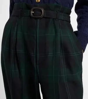 Polo Ralph Lauren Belted Checked Wool Tapered Pants