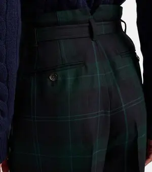 Polo Ralph Lauren Belted Checked Wool Tapered Pants