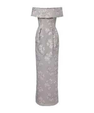 Rebecca Vallance Ruth Off-shoulder Brocade Bustier Gown - Gray