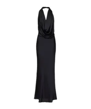 Staud Poppi Draped Halterneck Silk-blend Gown - Black