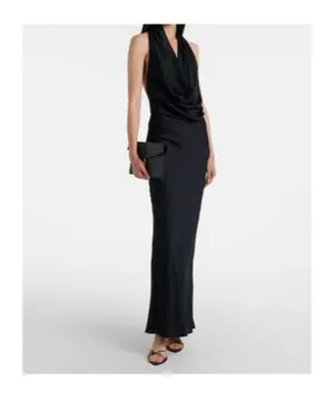 Staud Poppi Draped Halterneck Silk-blend Gown