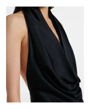 Staud Poppi Draped Halterneck Silk-blend Gown