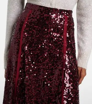 Erdem Sequined Georgette Midi Skirt