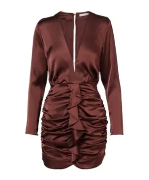 Poupette St Barth Ruffled Satin Minidress - Red