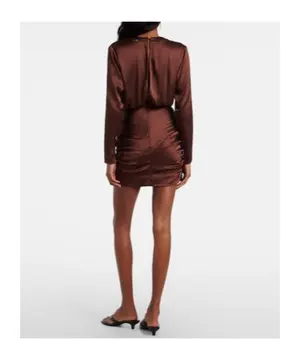 Poupette St Barth Ruffled Satin Minidress
