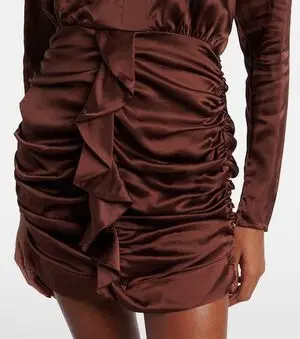 Poupette St Barth Ruffled Satin Minidress