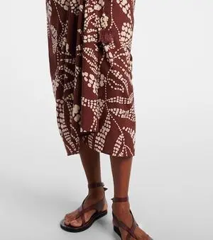 Poupette St Barth Uma Printed Cotton Midi Skirt