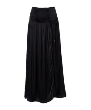 Poupette St Barth Scalloped Maxi Skirt - Black