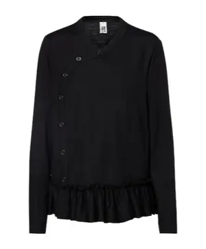 Comme Des Garçons Ruffled Wool Top - Black