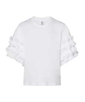 Comme Des Garçons Ruffled Cotton T-shirt - White