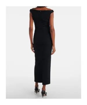 SAFIYAA LONDON Belted Embellished Crepe Maxi Dress