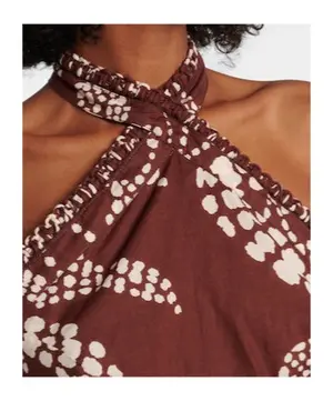 Poupette St Barth Suma Printed Cotton Crop Top
