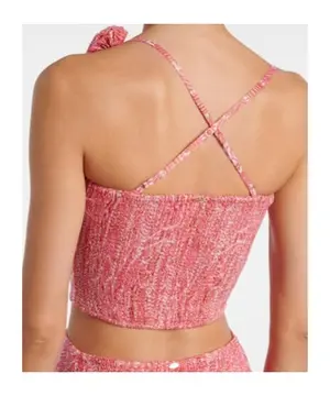 Poupette St Barth Palmire Printed Cotton-blend Crop Top