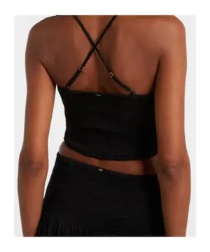 Poupette St Barth Floral Appliqué Crop Top