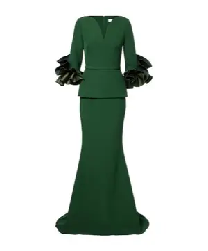 SAFIYAA LONDON Clemenza Crepe Gown - Green