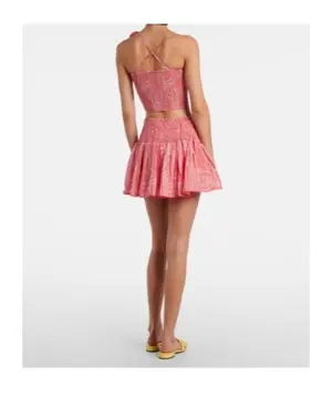 Poupette St Barth Colleen Printed Cotton-blend Lamé Mini Skirt