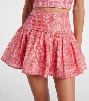 Poupette St Barth Colleen Printed Cotton-blend Lamé Mini Skirt