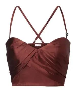 Poupette St Barth Palmire Satin Crop Top - Red