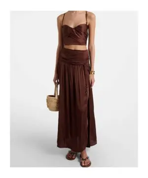 Poupette St Barth Palmire Satin Crop Top