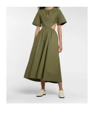DEVEAUX Cutout Poplin Midi Dress