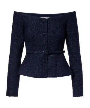 Roland Mouret Off-shoulder Boucle Top - Blue
