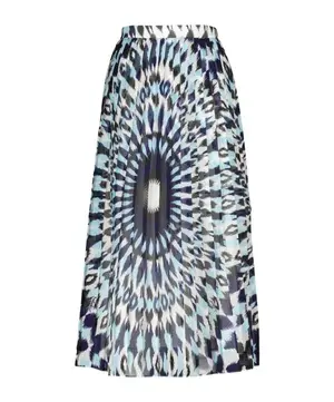 Valentino Garavani Printed Cotton And Silk Midi Skirt - Blue