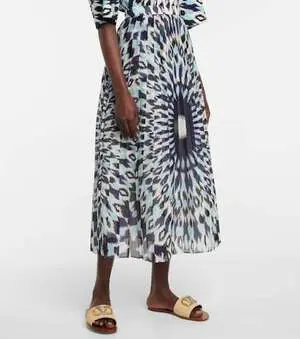 Valentino Garavani Printed Cotton And Silk Midi Skirt
