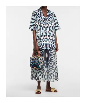Valentino Garavani Printed Cotton And Silk Midi Skirt