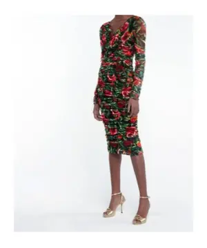 Dolce & Gabbana Pomegranate-printed Cotton-blend Midi Dress