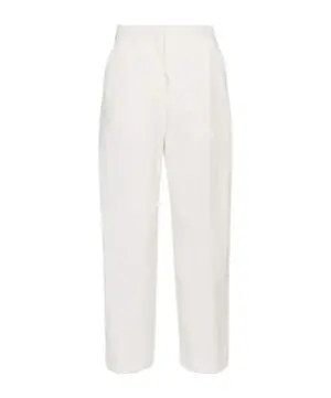 JIL SANDER High-rise Straight Cotton-blend Pants - White