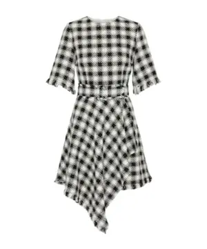 Oscar De La Renta Checked Asymmetric Minidress - Gray