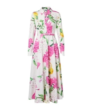 LEO Lin Zara Belted Floral Print Cotton Midi Dress - No