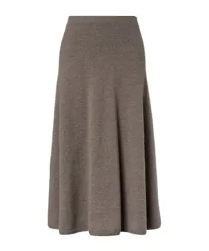 THE ROW Masini Cashmere Midi Skirt - Tan
