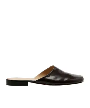 THE ROW Penelope Leather Mules - Black