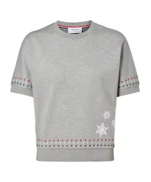 Thom Browne Embroidered Cotton Jersey T-shirt - Gray