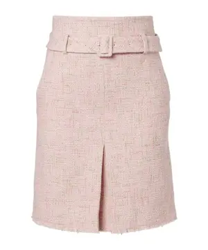 SHUSHU/TONG Belted Cotton-blend Tweed Pencil Skirt - Pink