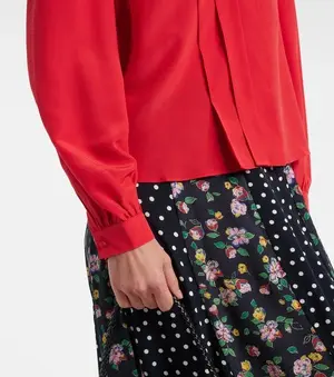 Rixo Emelin Floral-appliqué Silk Blouse