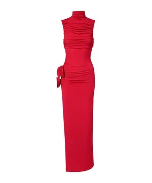 Magda Butrym Floral-appliqué Draped Gown - Red