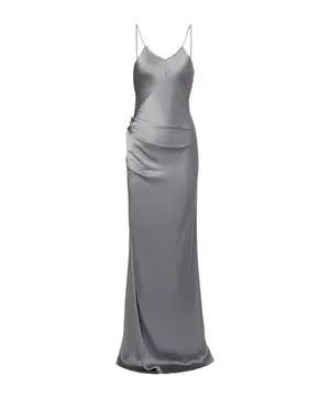 Victoria Beckham Satin Halter Maxi Dress - Metallic