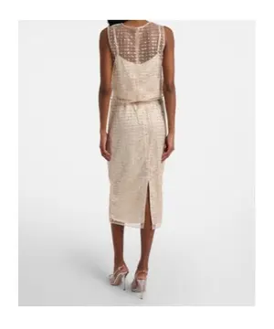 Staud Ciara Beaded Sheer Tulle Midi Skirt
