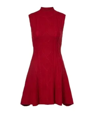 Staud Charade Cable-knit Wool-blend Minidress - Red