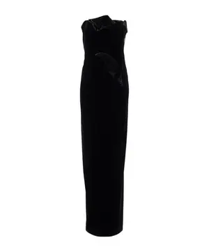 LEO Marilyn Cutout Floral-appliqué Velvet Gown - Black