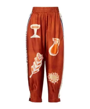 ALEMAIS X Lrnce Soleil D'amour Silk Tapered Pants - Red