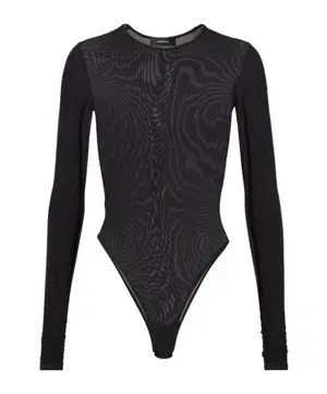 Wardrobe.NYC Sheer Bodysuit - Black