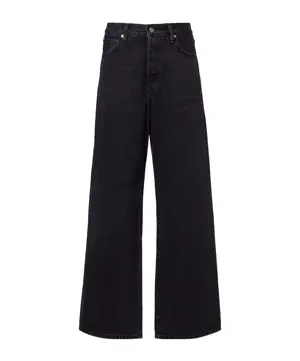 FRAME The Collegiate Mid-rise Wide-leg Jeans - Black
